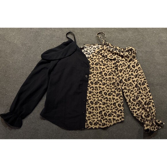 SHEIN | Tops | Shein Womens Top Small Leopard Print Vneck Pullover Off ...